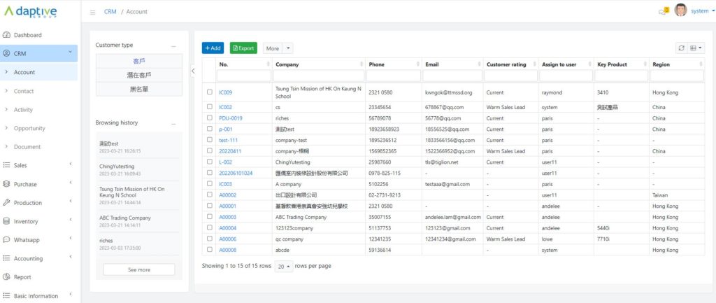 AdaptiveCRM- 香港CRM、香港ERP 、為香港中小企提供客戶管理、市場營銷、生產倉存、財務一站式行業解決方案